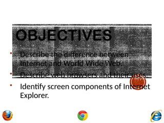 Describe the difference between Internet and World Wide Web. Describe ...