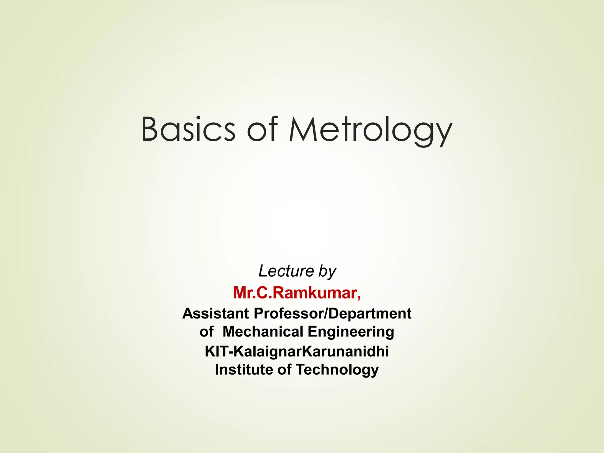 Basics of metrology | PDF
