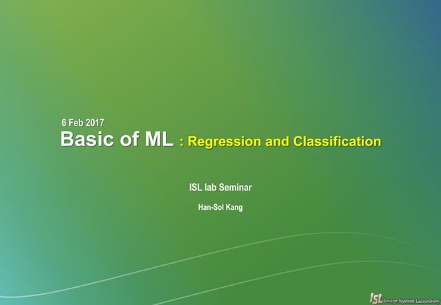 머신 러닝 기초 - 회귀 및 분류 (Basic of ML - Regression and Classification) | PPT