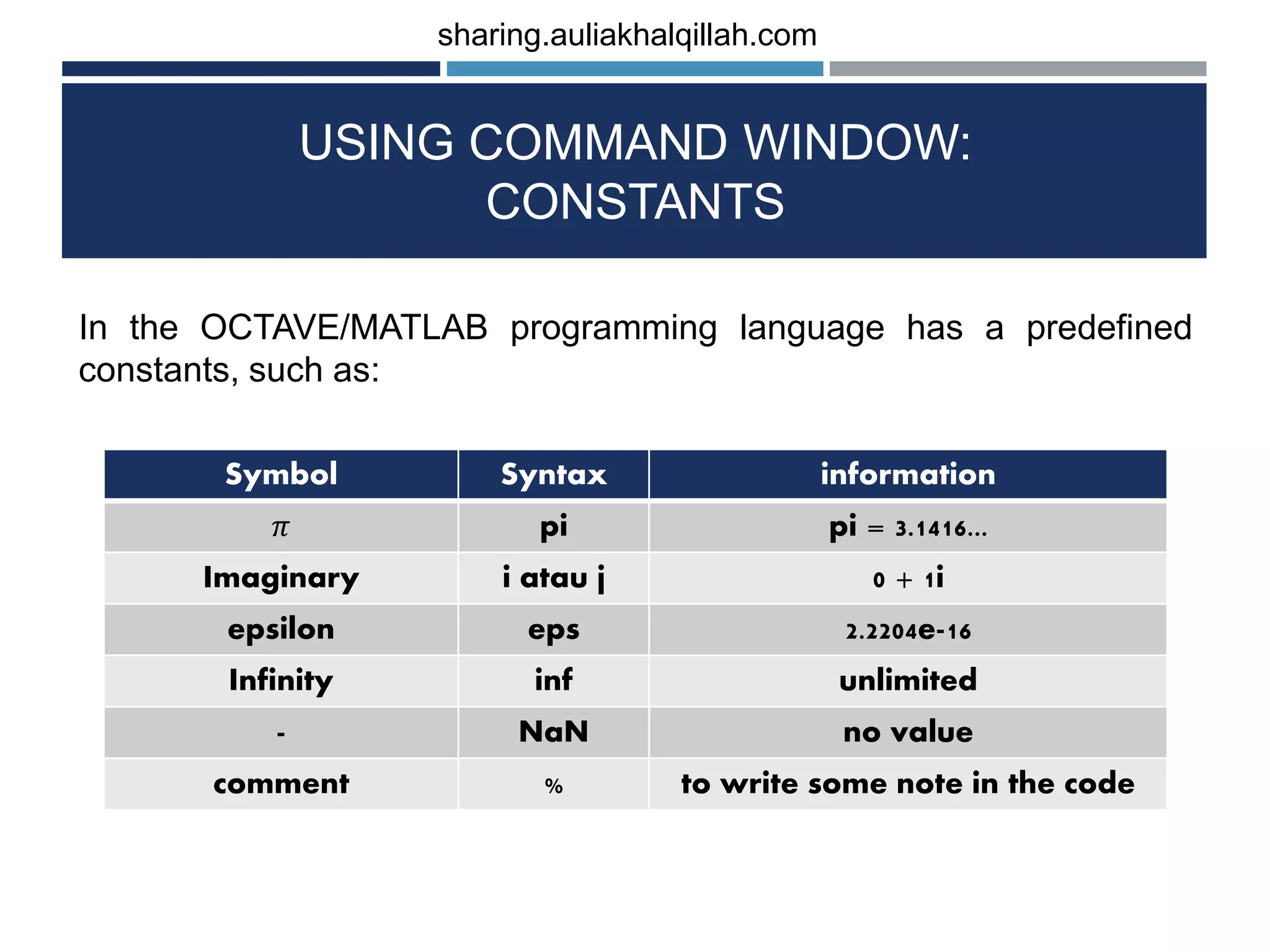 Basic of octave matlab programming language | PPT Basic of octave matlab programming language | PPT