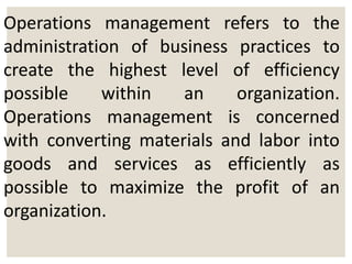 Basic of Operation Management | PPT