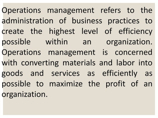 Basic of Operation Management | PPT