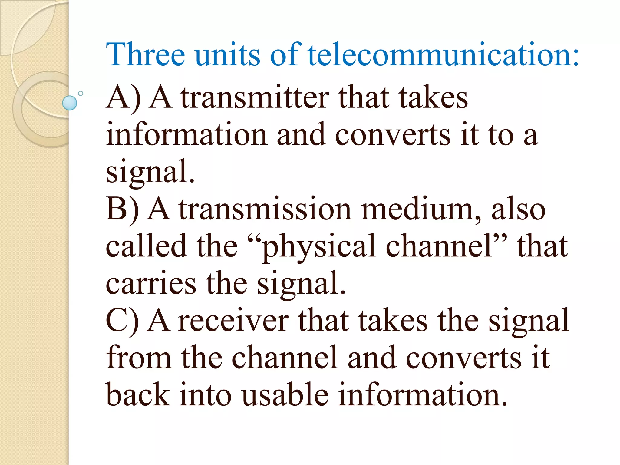 Basic of telecommunication presentation | PPTX