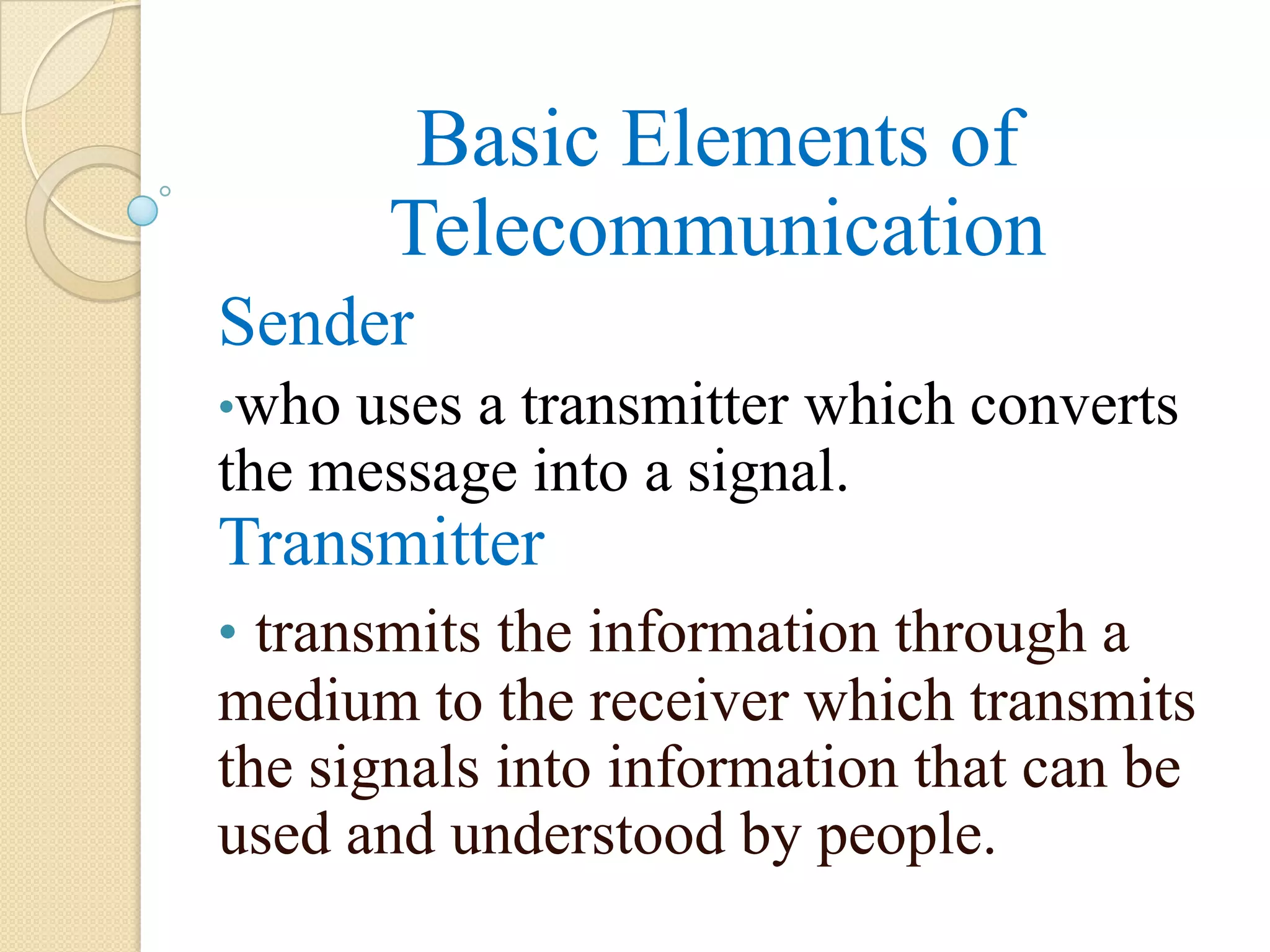 Basic of telecommunication presentation | PPTX