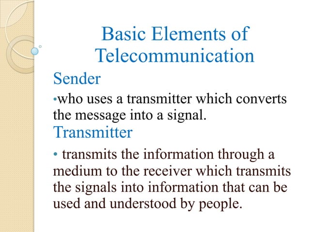 Basic of telecommunication presentation | PPTX | Computer Networking | Computing