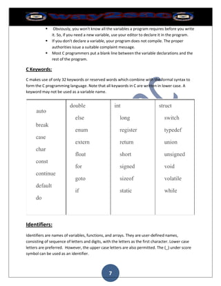 Basic of the C language | PDF