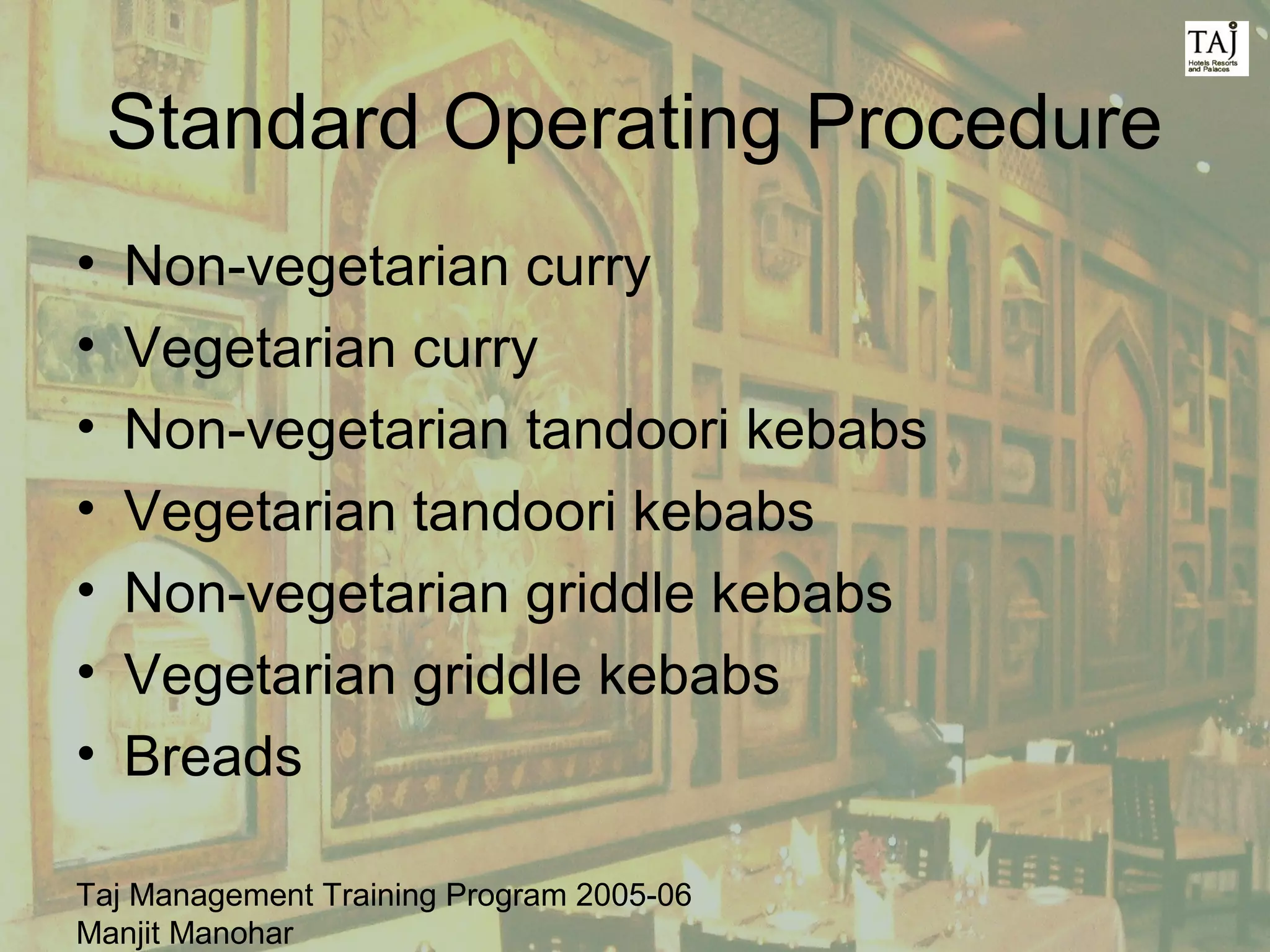 Basic operating procedure – haveli kitchen | PPT