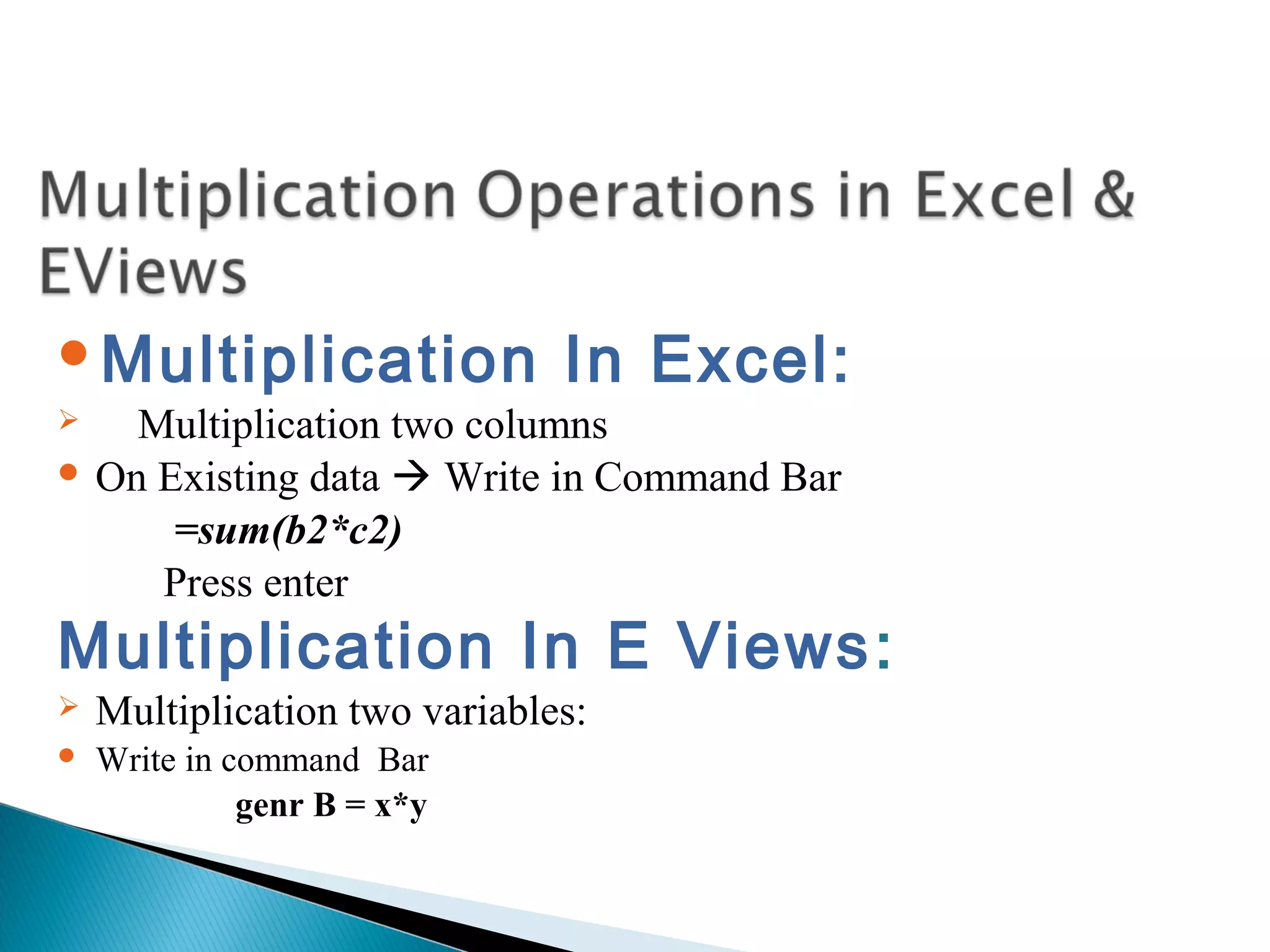 Basic Operation in Excel and Eviews | PPT