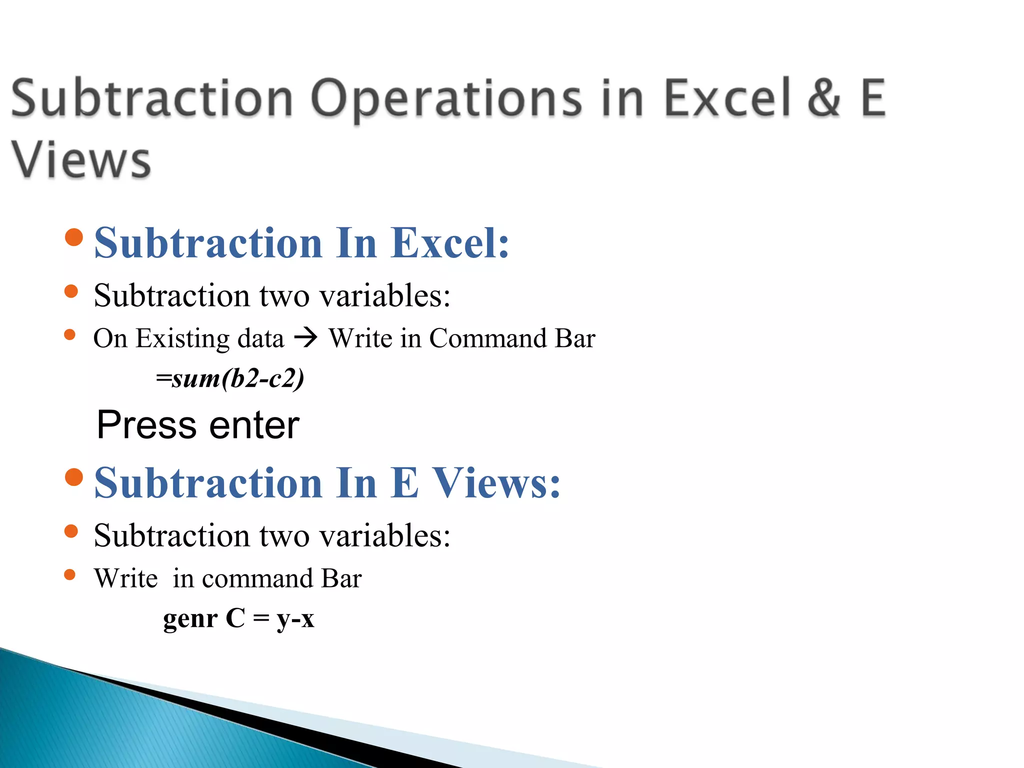 Basic Operation in Excel and Eviews | PPT
