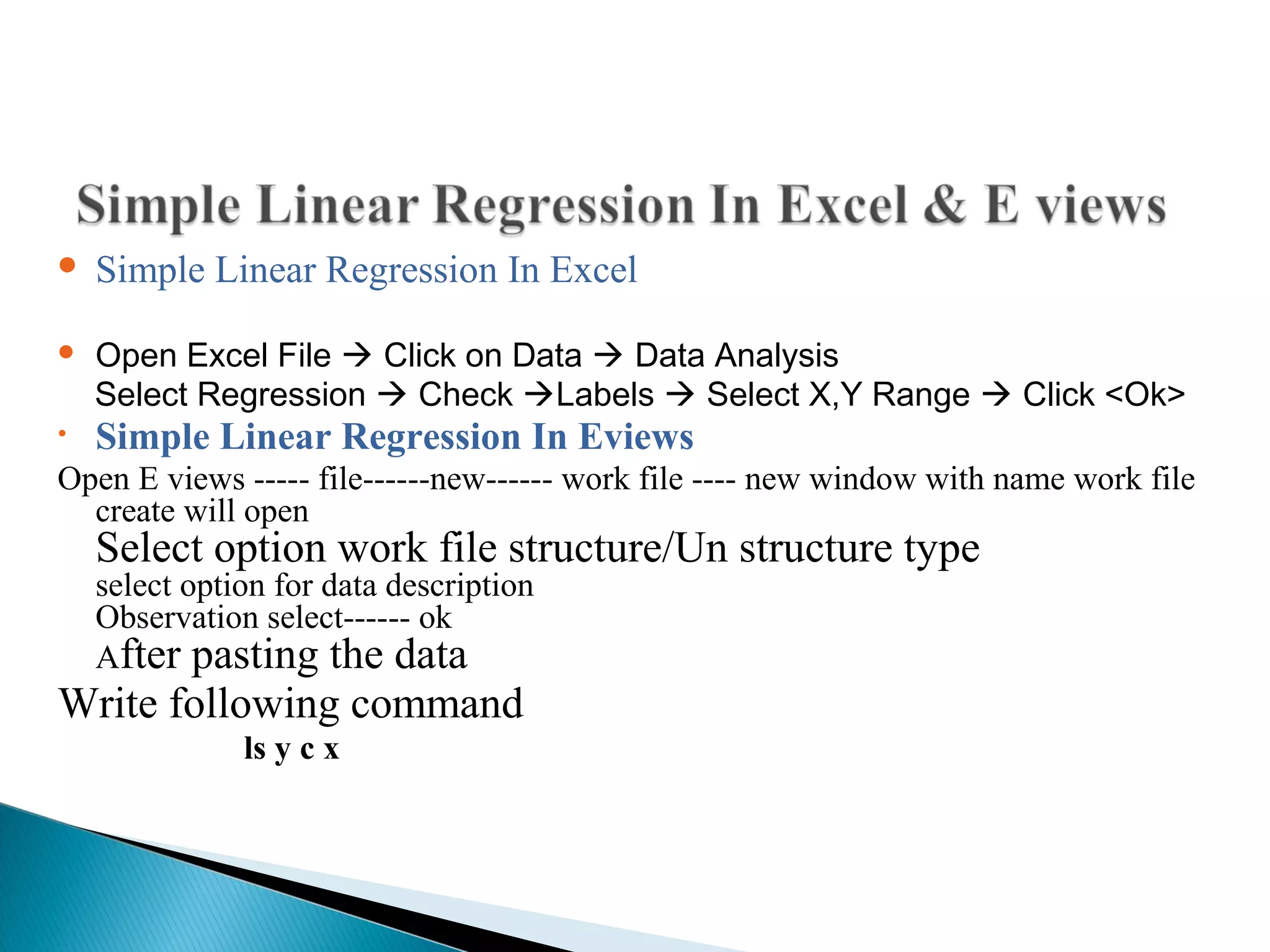 Basic Operation in Excel and Eviews | PPT