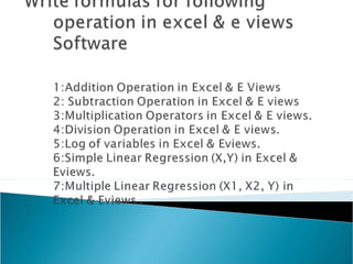 Basic Operation in Excel and Eviews | PPT