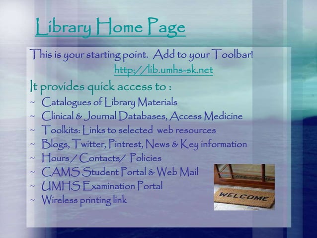 Anne Ross Library Orientation for UMHS | PPTX | Educational Assessment ...