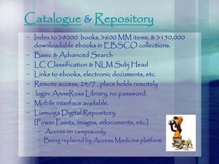 Anne Ross Library Orientation for UMHS | PPTX