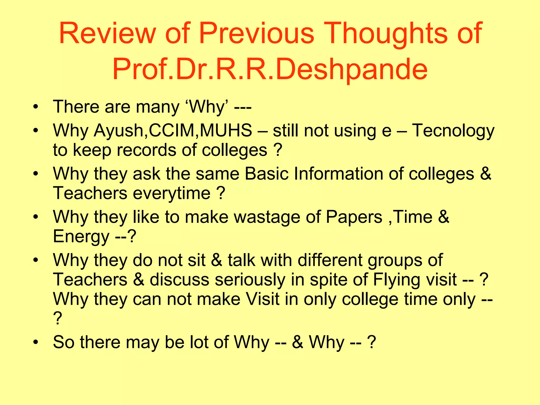 Basic & original thoughts about research by Prof.Dr.R.R.Deshpande | PDF ...