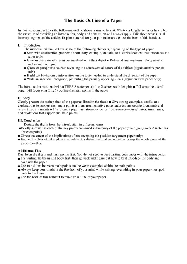 Basic outline of a paper | PDF