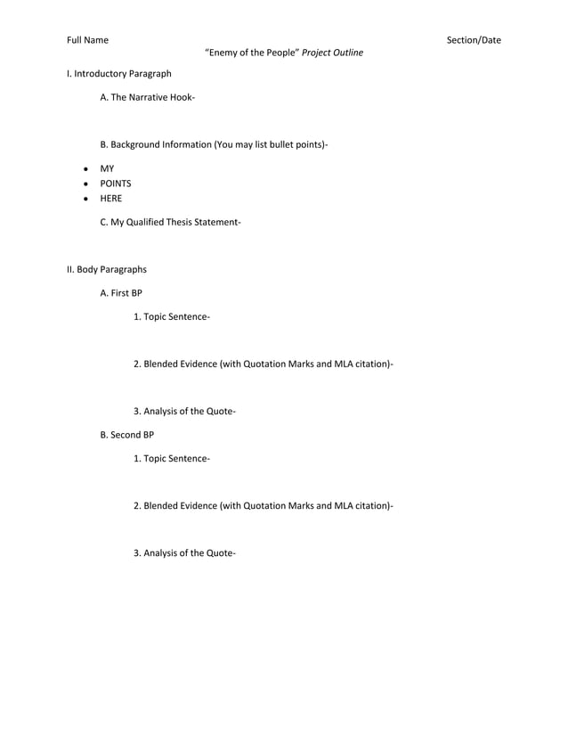 Basic outline template | DOCX