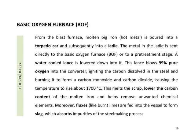 BASIC OXYGEN STEELMAKING (BOS) - The Processing Route (blast furnace ...