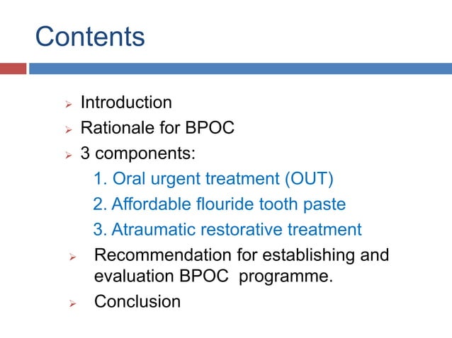 Basic package of oral health care (BPOC) .pptx | Oral care | Personal Care