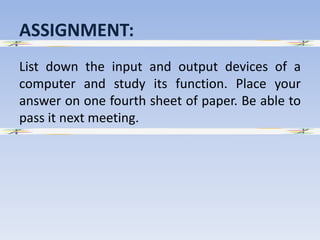 BASIC SET OF DEVICES FOUND IN MOST PERSONAL COMPUTER | PPTX