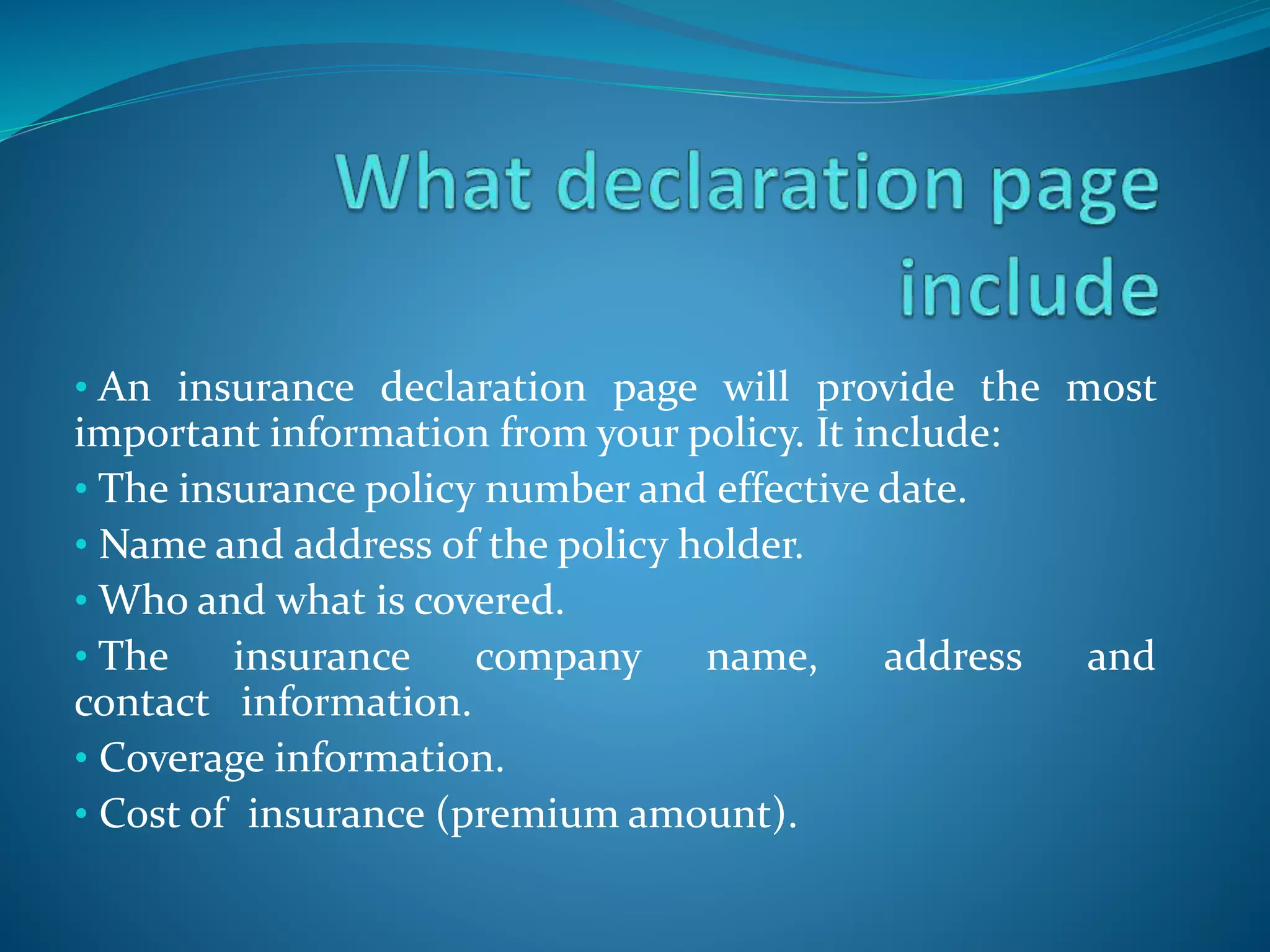 Basic parts of insurance policy 2 | PPTX
