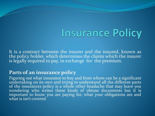Basic parts of insurance policy 2 | PPT