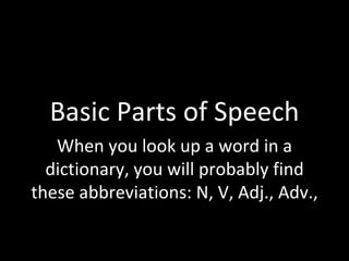 Basic parts of speech | PPT