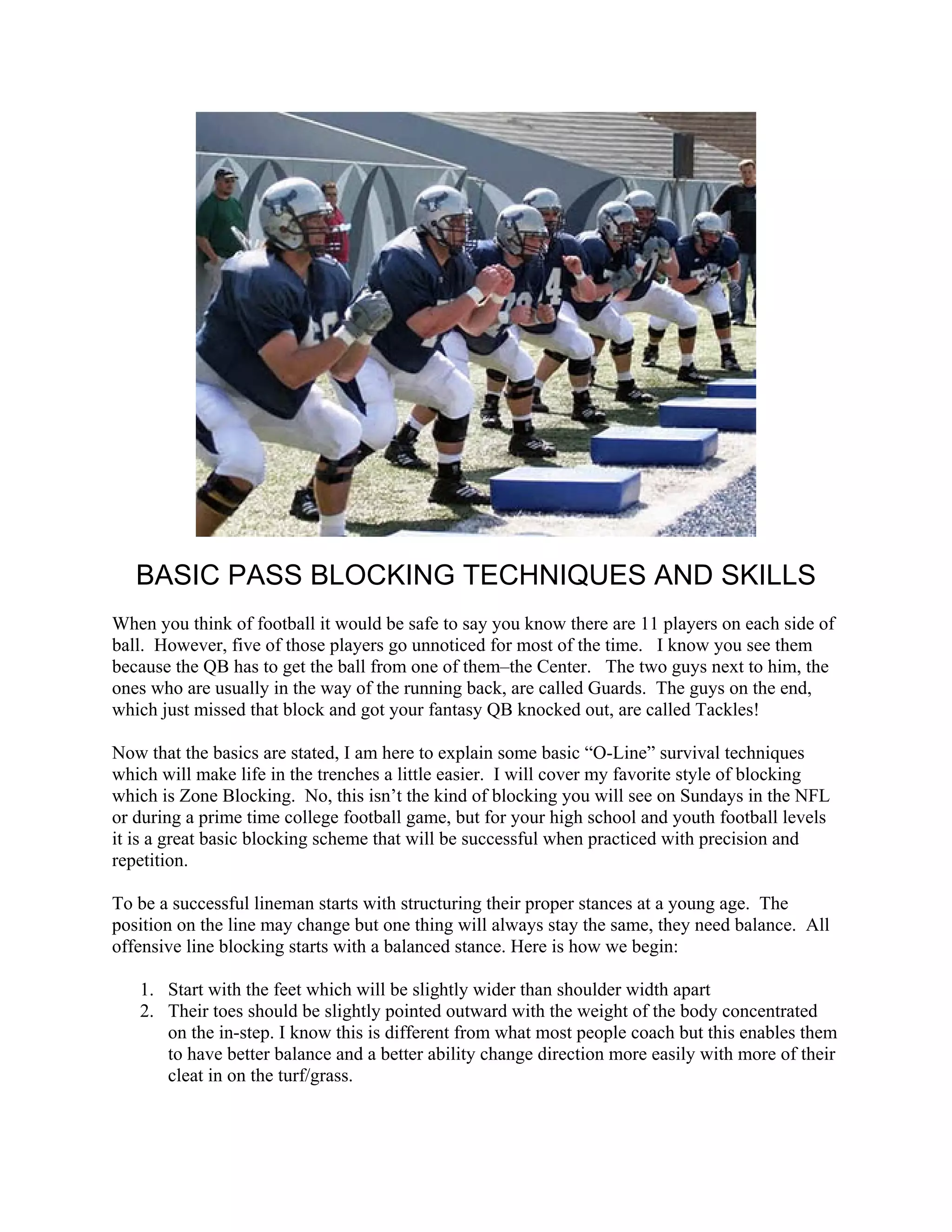 Basic pass blocking techniques and skills | PDF | College Football ...