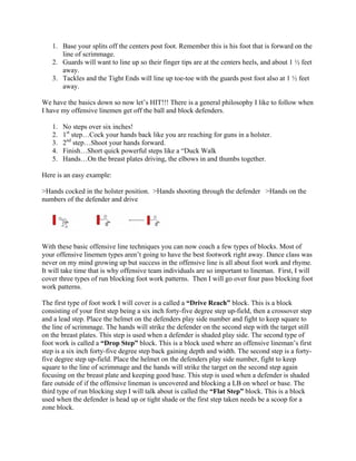Basic pass blocking techniques and skills | PDF | College Football ...