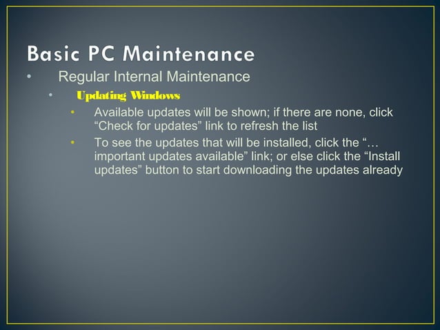 Basic PC maintenance | PPT | Free Download
