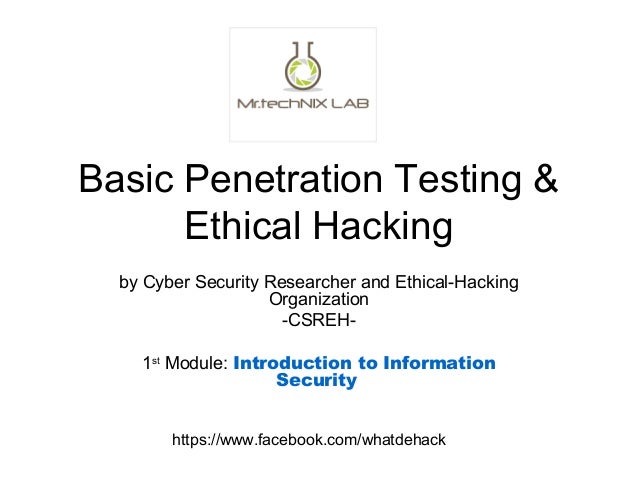Basic Of Ethical Hacking And Penetration Testing 1st Module