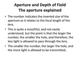 Basic photography aperture and depth-of-field | PPT