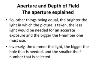 Basic photography aperture and depth-of-field | PPT