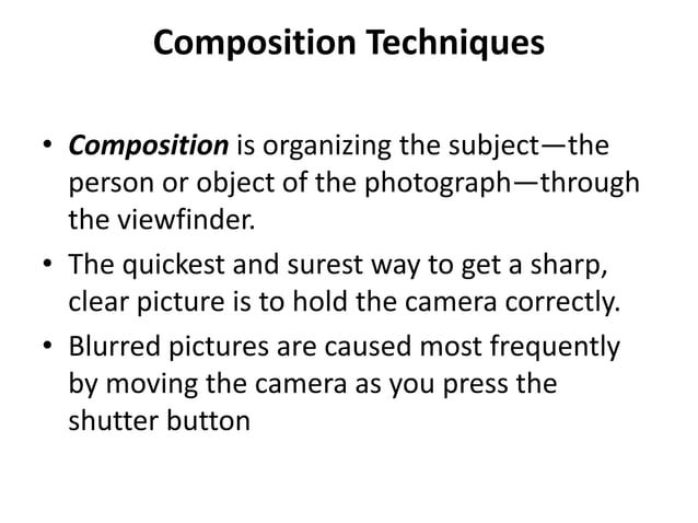 Basic photography composition techniques | PPTX | Cameras and ...
