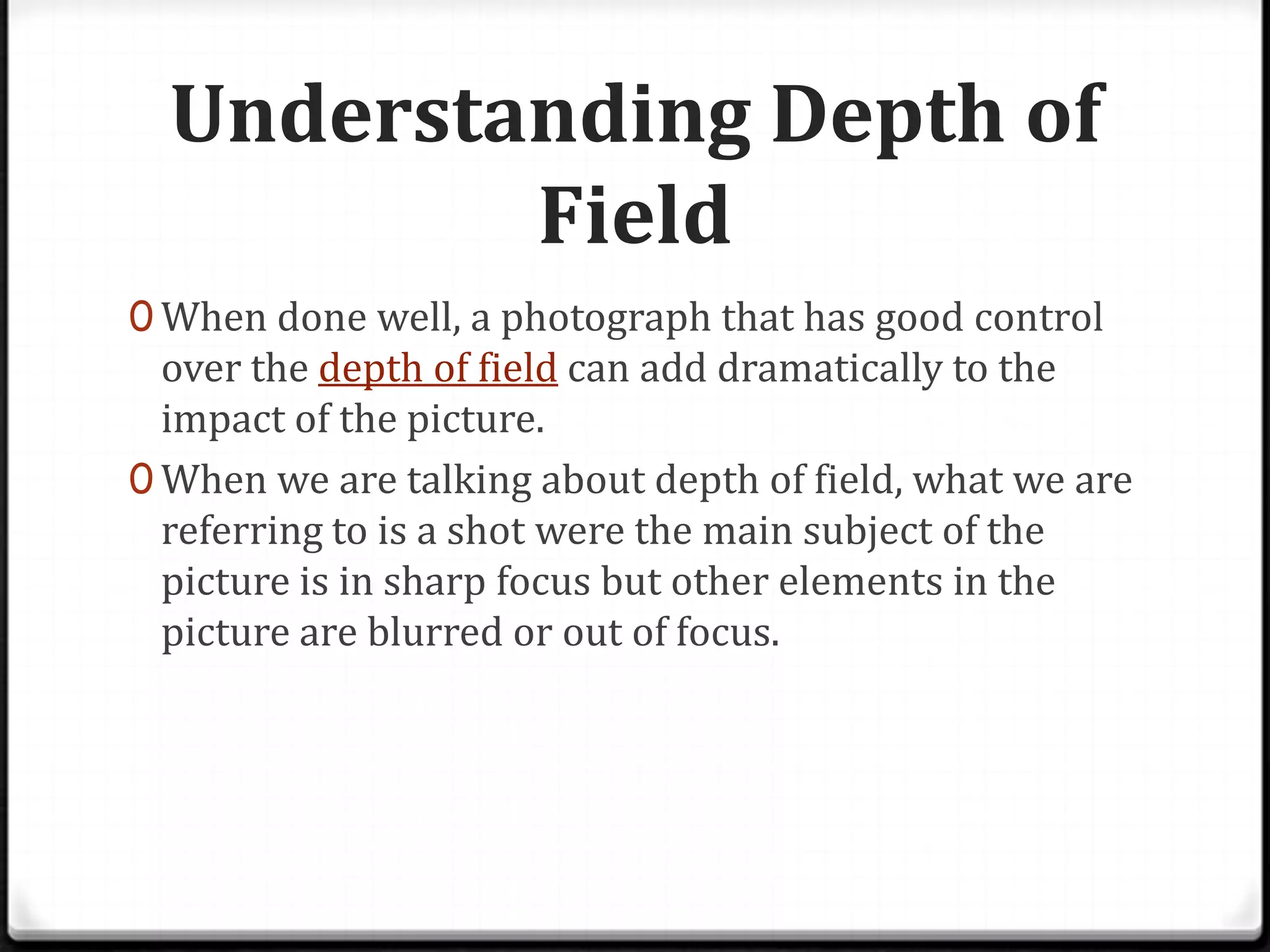 Basic photography depth of field | PPT