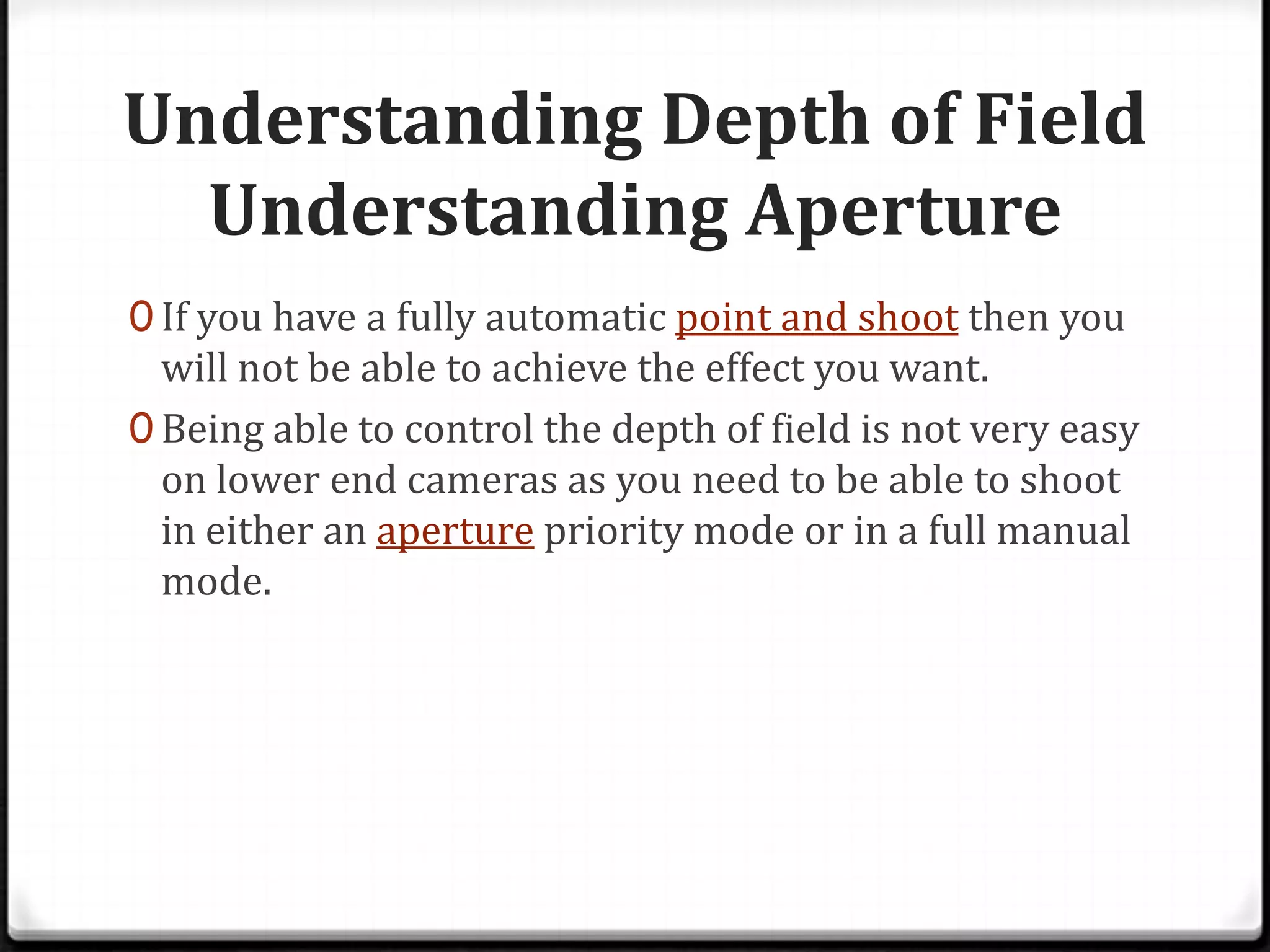 Basic photography depth of field | PPT