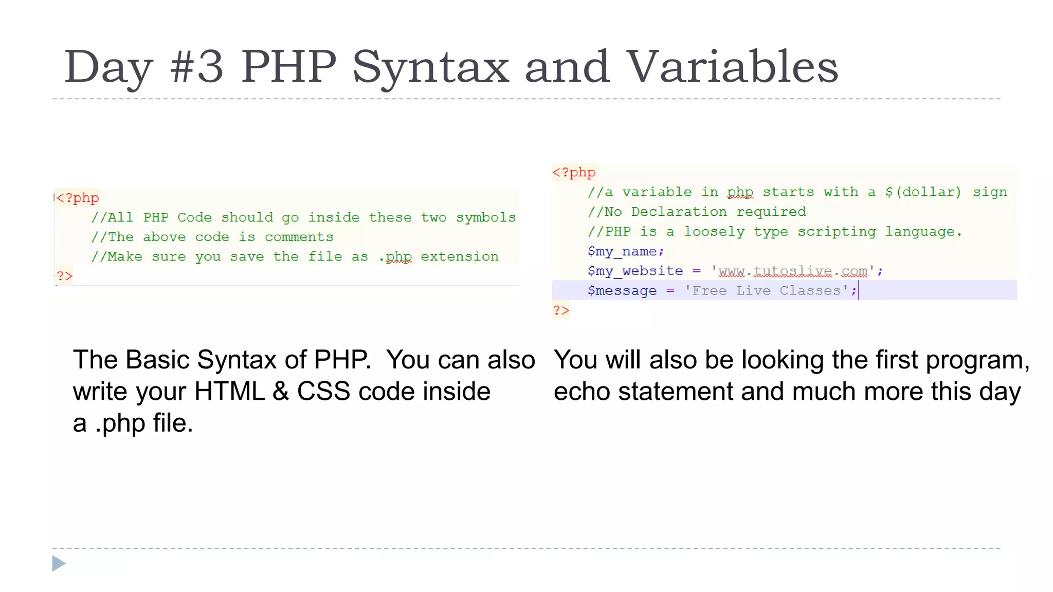 Basic php course From Tutoslive | PPT