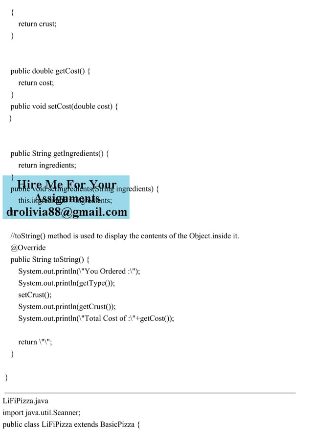 Basicpizzajavapublic Class Basicpizza Declaring Instance Pdf 