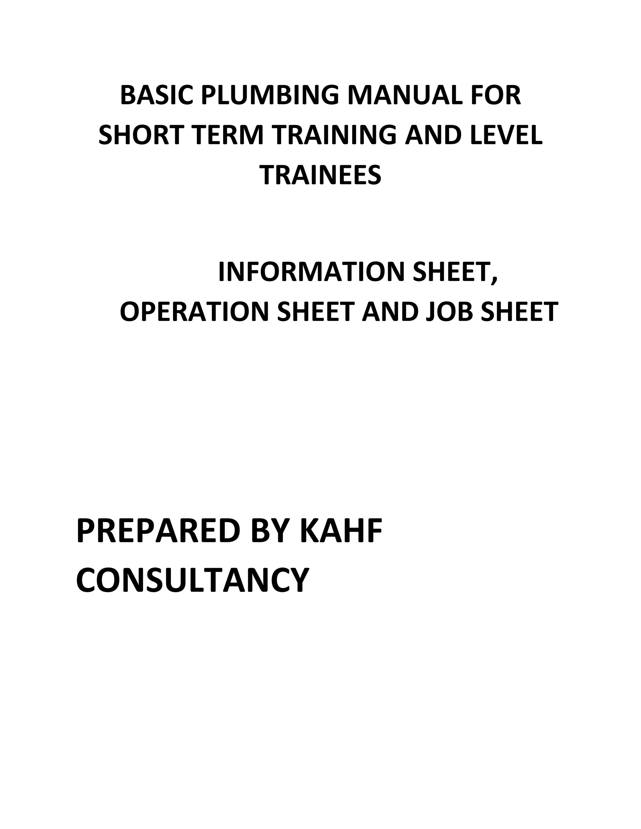 Basic plumbing manual | PDF