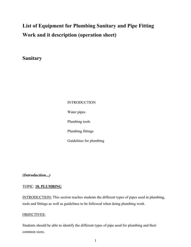 Basic plumbing manual | PDF