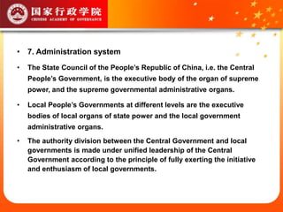 Basic political architecture of China and its national governance ...
