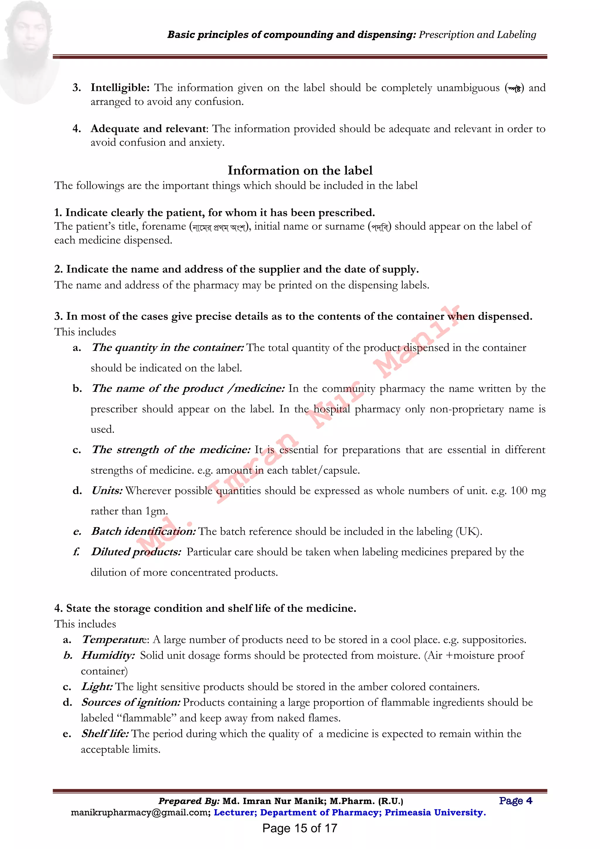 Basic principles of compounding and dispensing MANIK | PDF