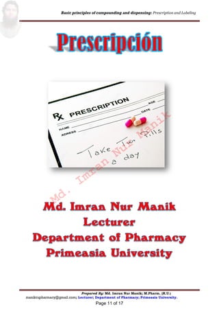 Basic principles of compounding and dispensing MANIK | PDF