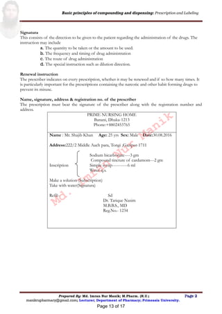 Basic principles of compounding and dispensing MANIK | PDF