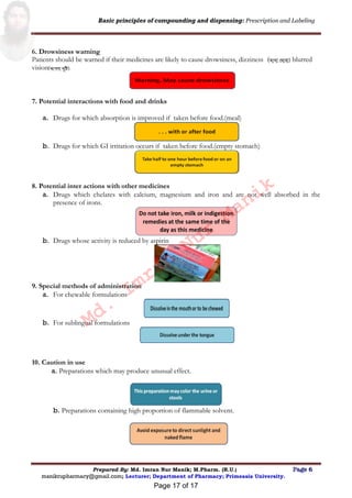 Basic principles of compounding and dispensing MANIK | PDF
