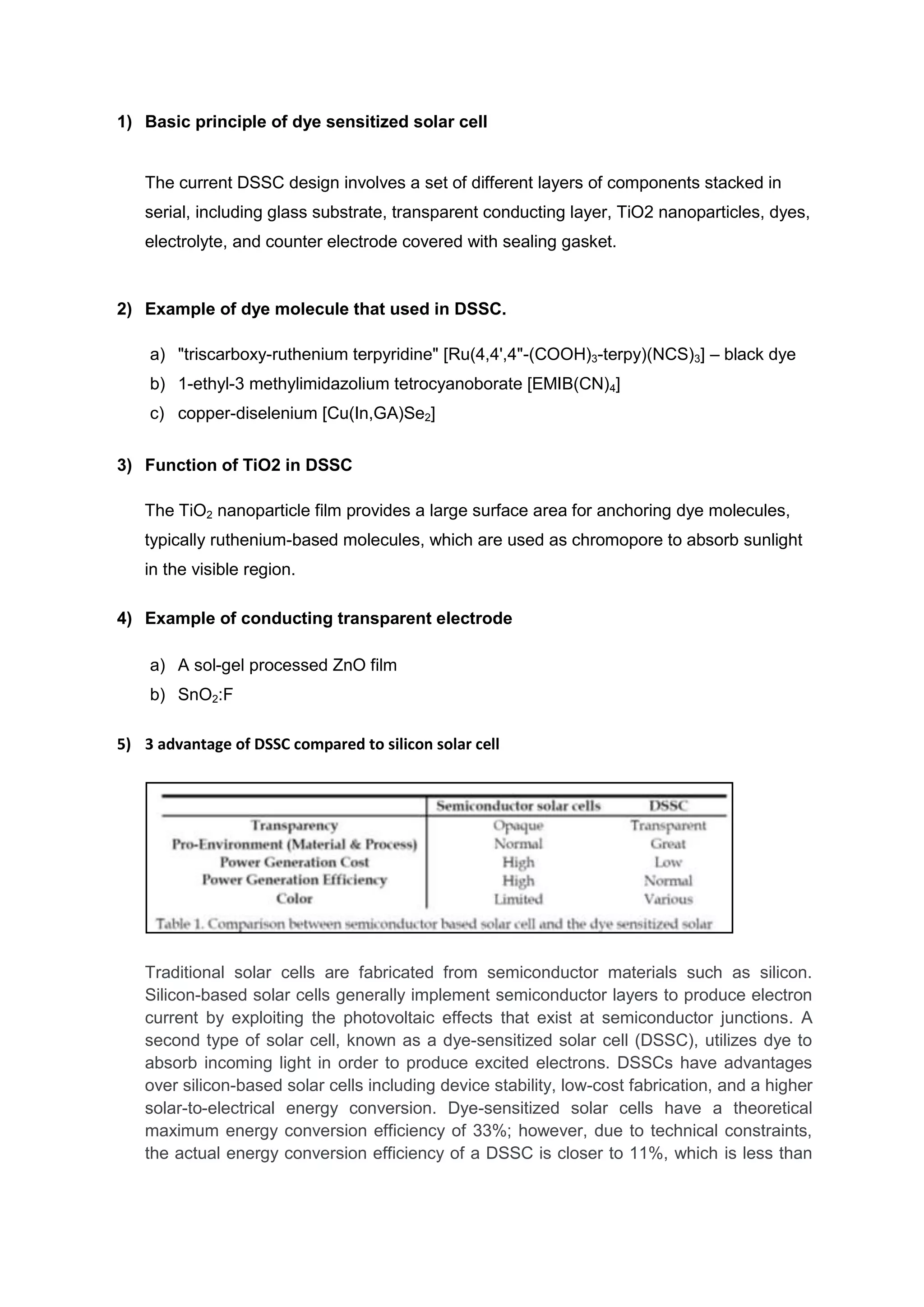 Basic principle of dye sensitized solar cell | DOCX