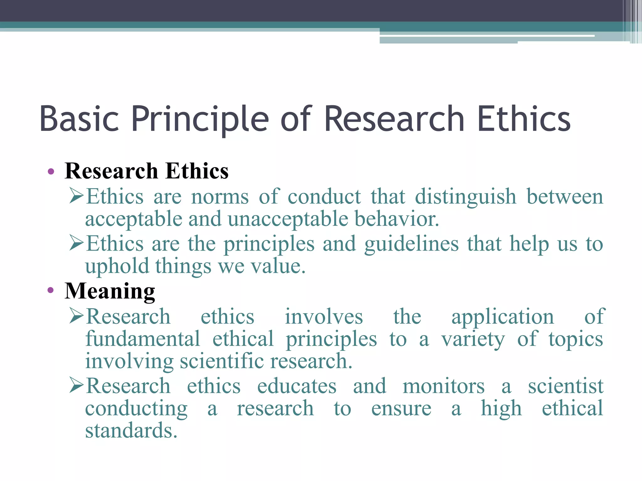 Basic principle of research ethics | PPTX