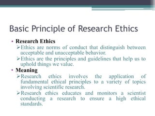 Basic principle of research ethics | PPT