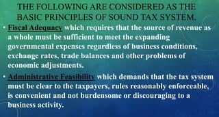 Basic principle of sound tax system | PPTX