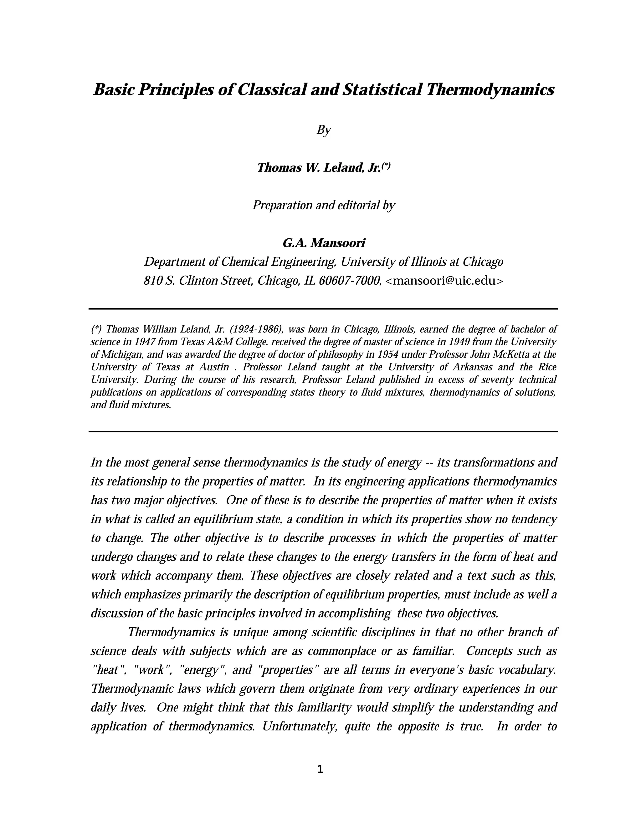 Basic Principles of Classical and Statistical Thermodynamics | PDF