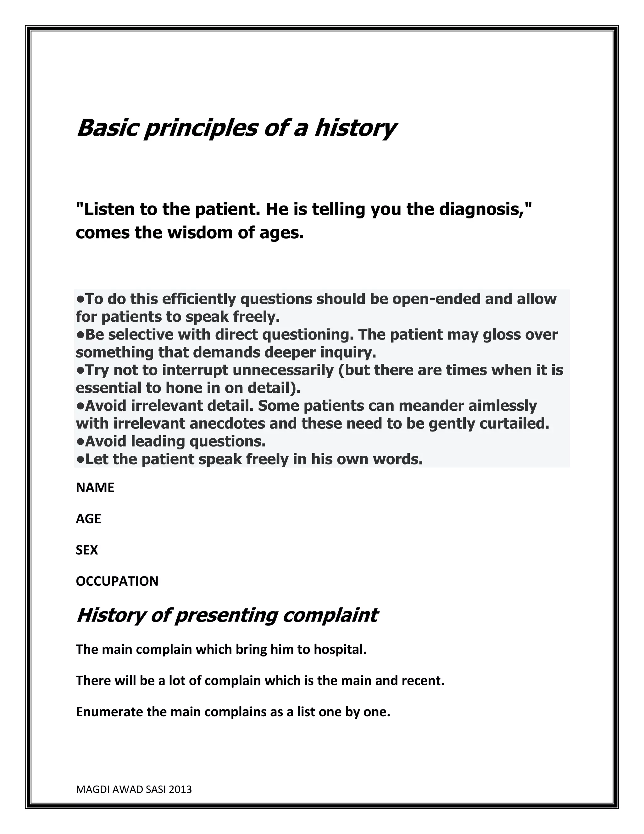 Basic principles of a history | DOCX
